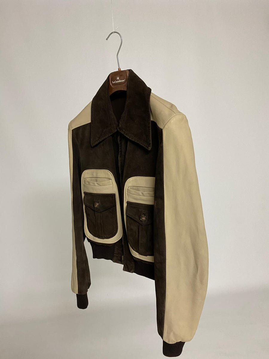Blouson en cuir & velours T. 38/M – La Canadienne Seconde Main